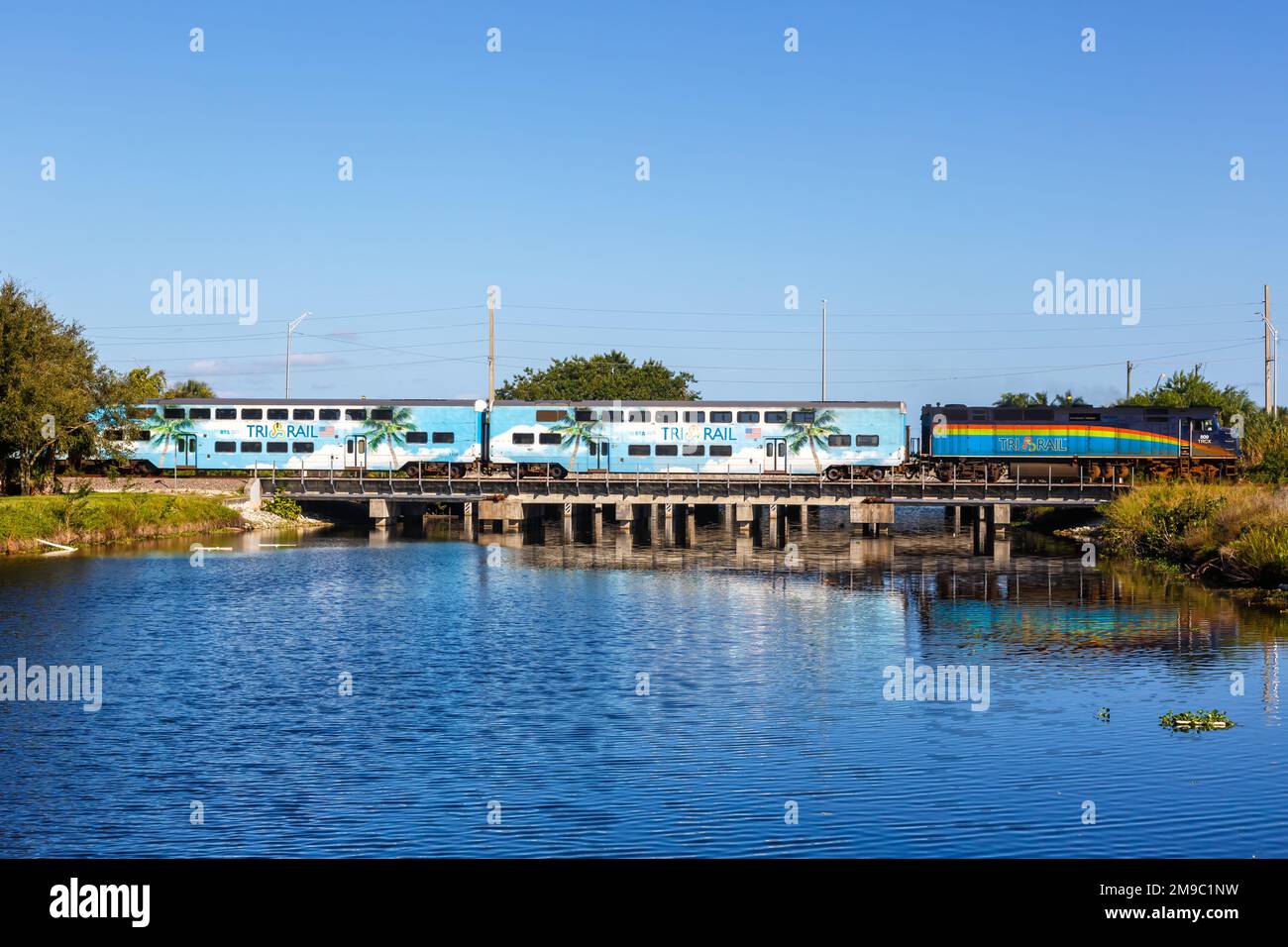 Delray Beach, United States - November 14, 2022: Tri-Rail commuter rail ...