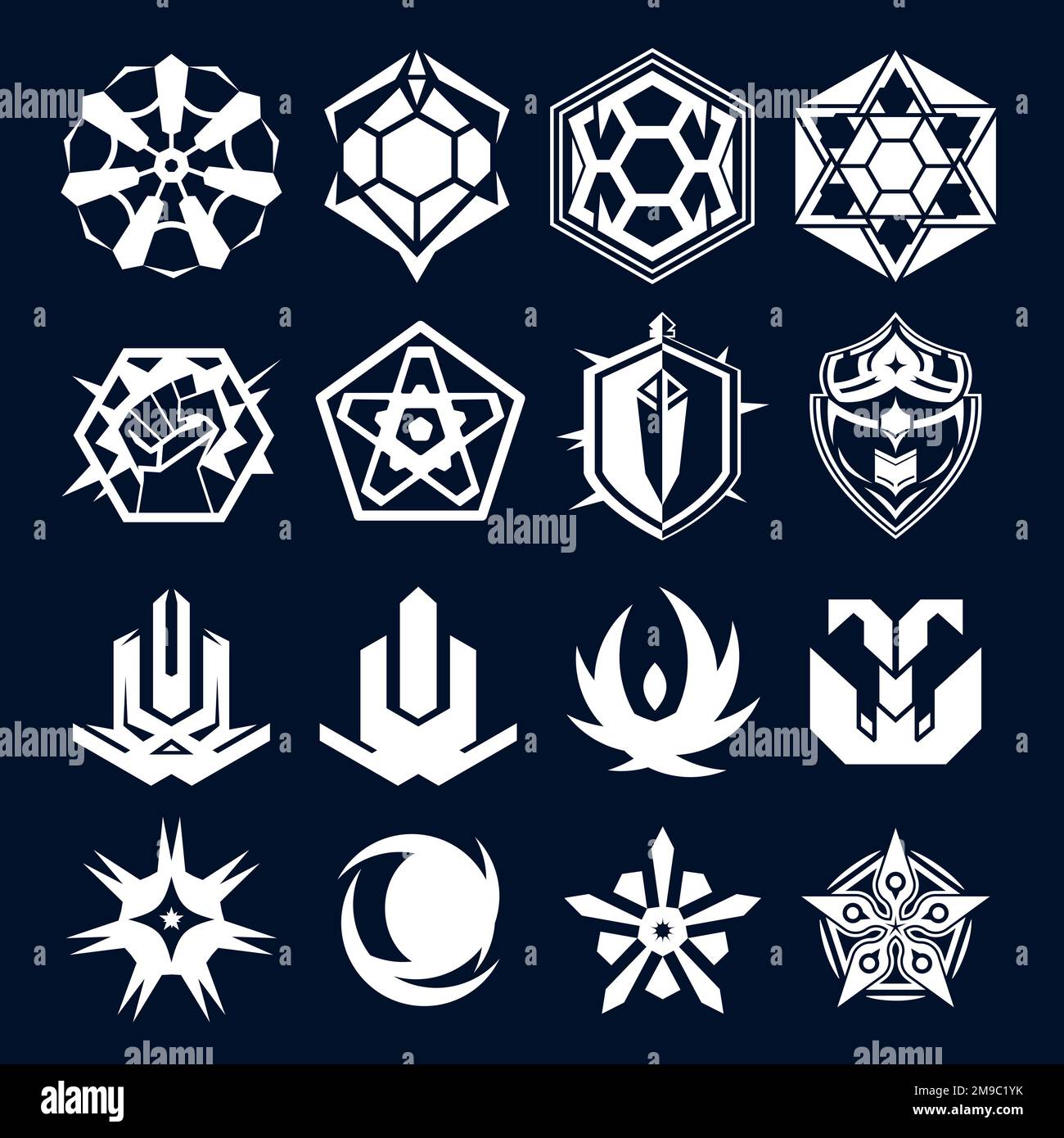 Abstract clan logo, icon, tattoo set for gaming, app, UI, print ...