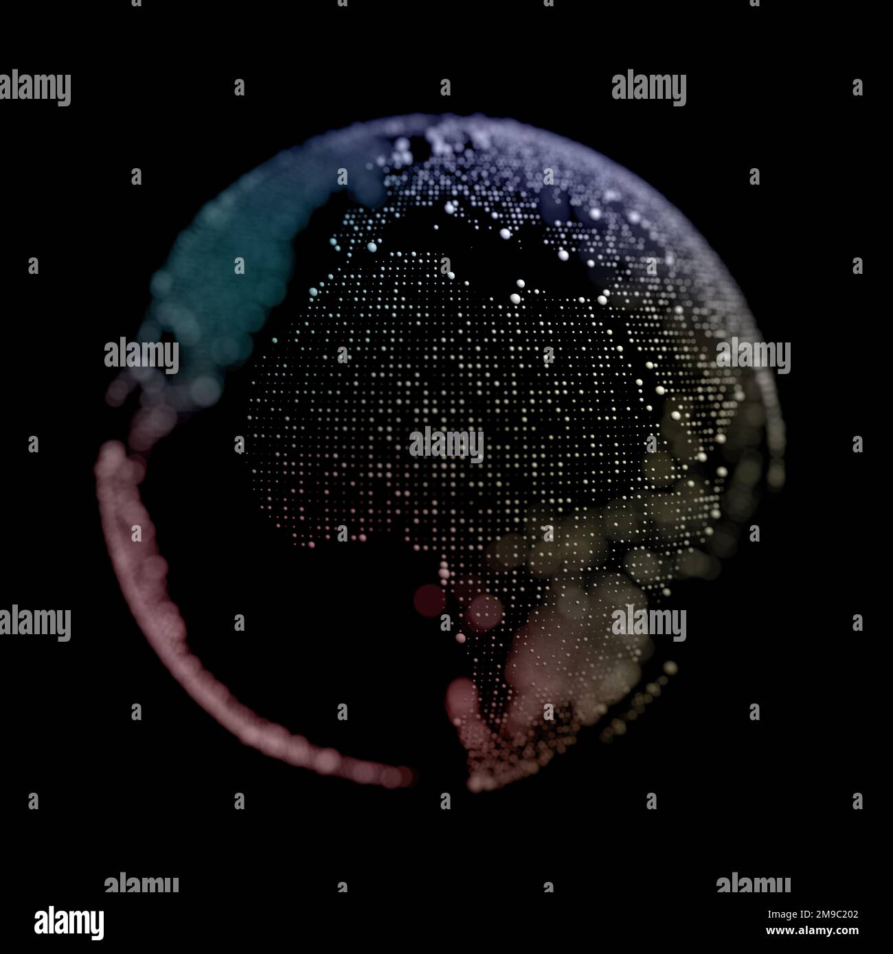 Abstract dotted earth, world map with focus on Africa, illuminated ...