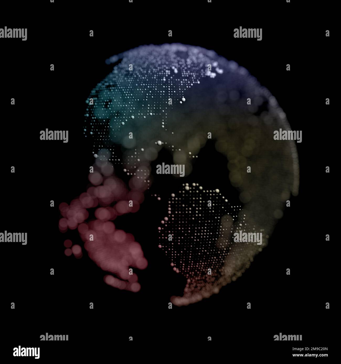 Abstract dotted earth, world map with focus on America, illuminated ...