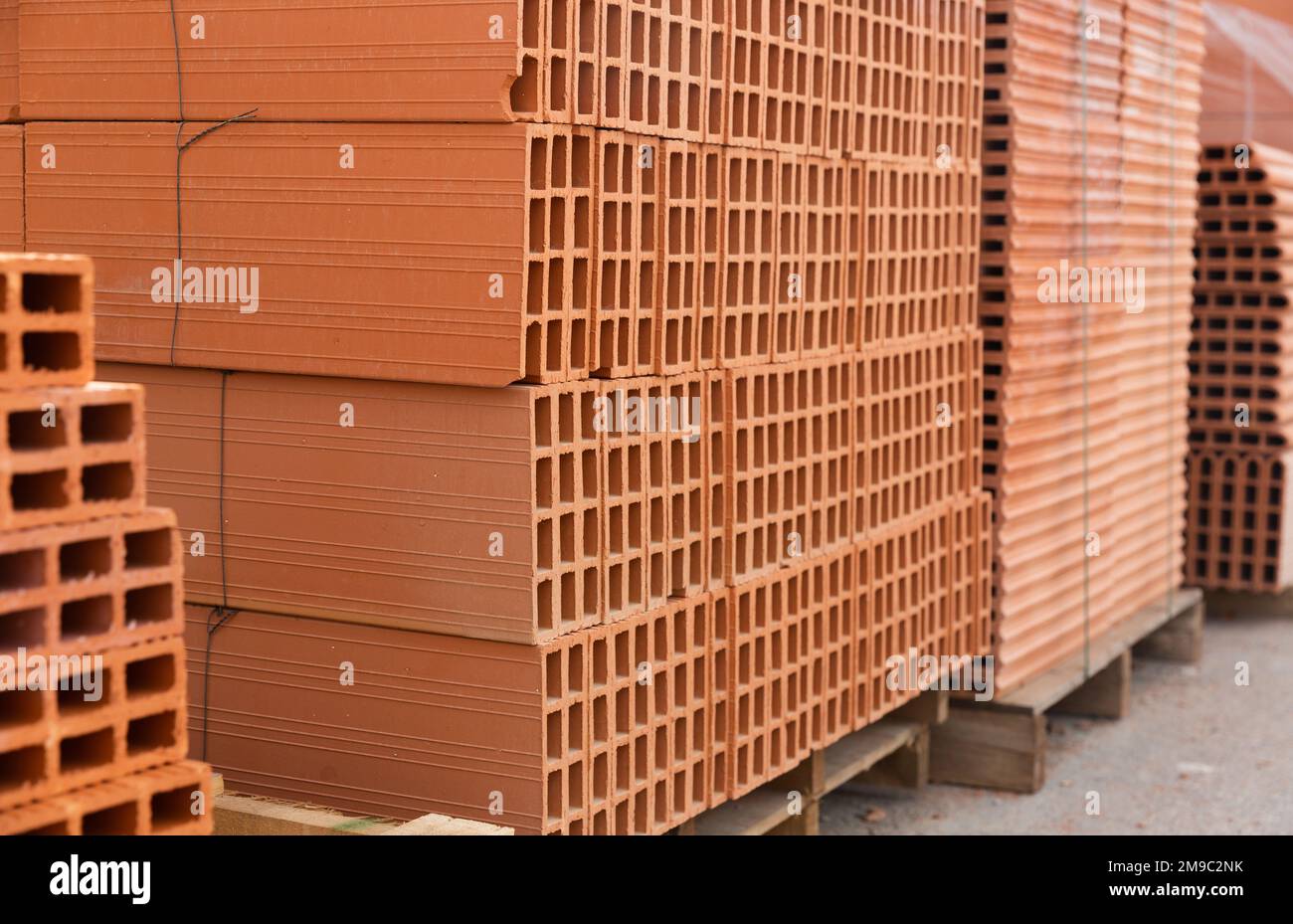 New bricks material delivery at construction site hi-res stock ...