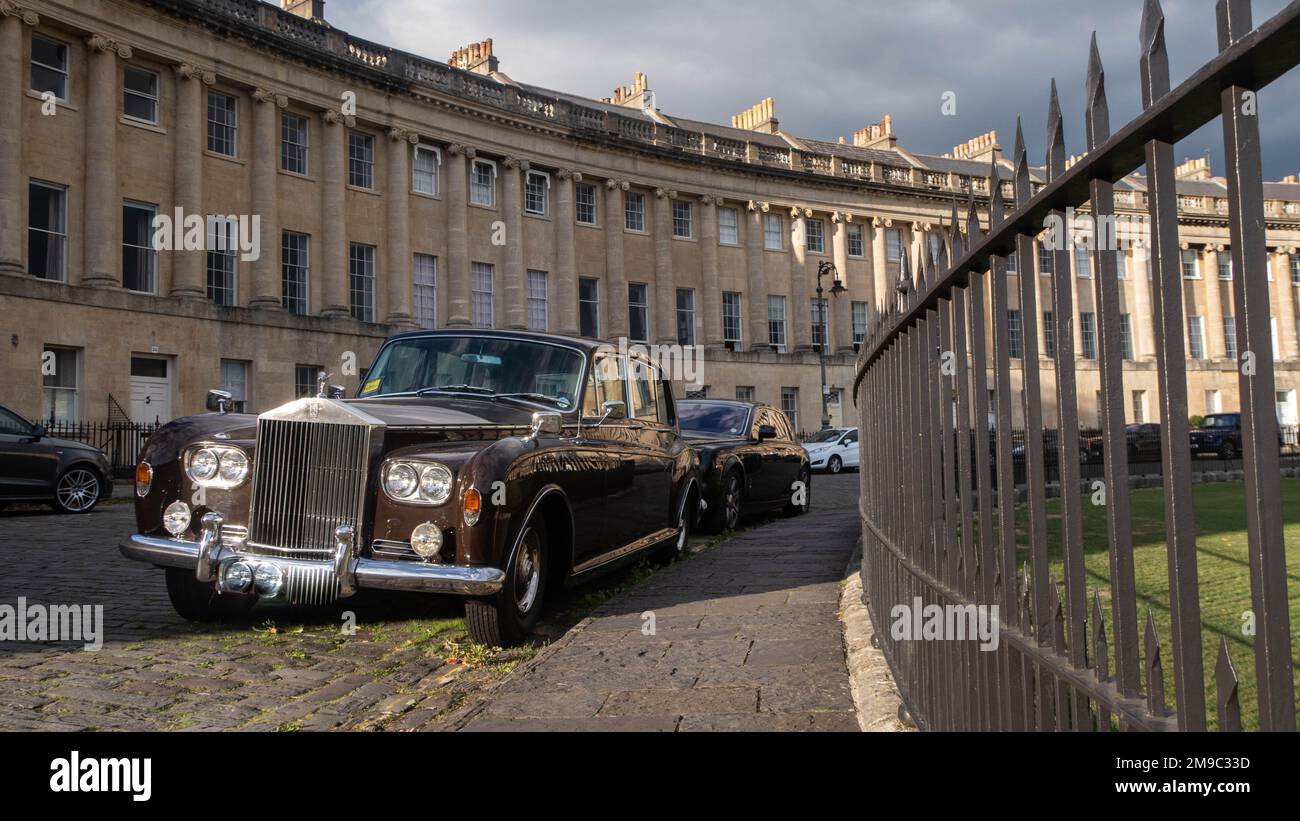 The beautiful luxury Rolls Royce car parked in the streets of Bath city ...