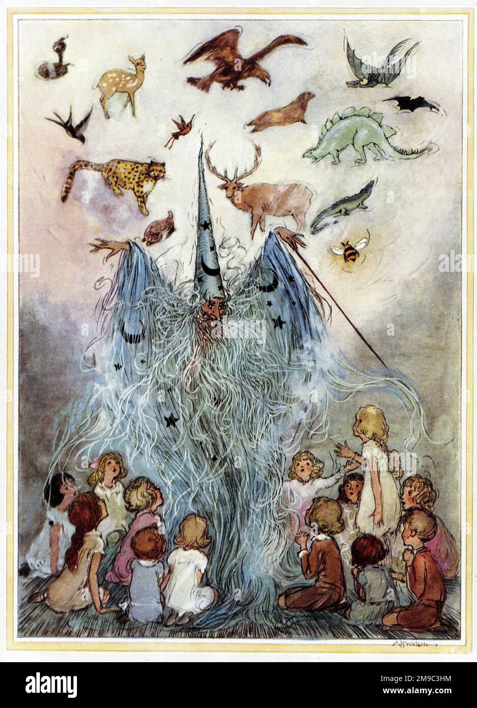 Children and the Wizard Stock Photo - Alamy