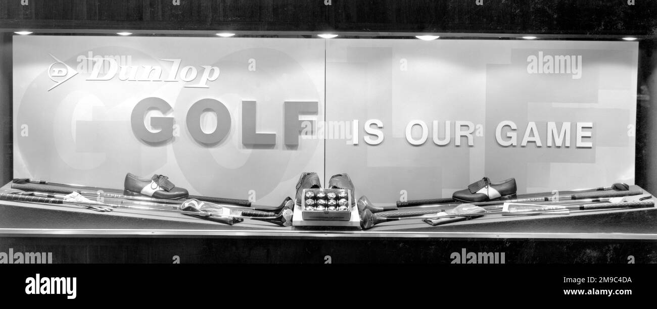 Window display for Dunlop's 'Golf is Our Game' Stock Photo - Alamy