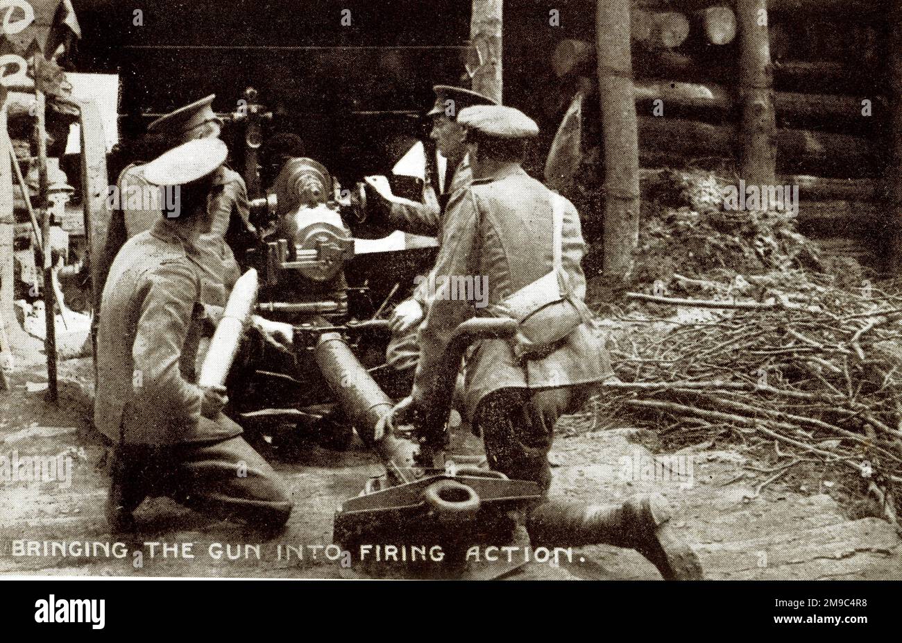 Bringing the gun into firing action, WW1 Stock Photo - Alamy