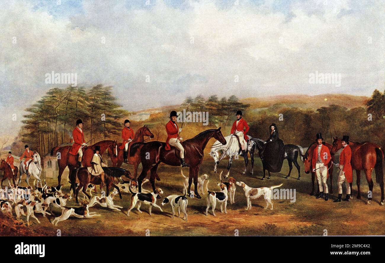 Sir Edmund Antrobus and the Old Surrey Fox Hounds at the Foot of ...