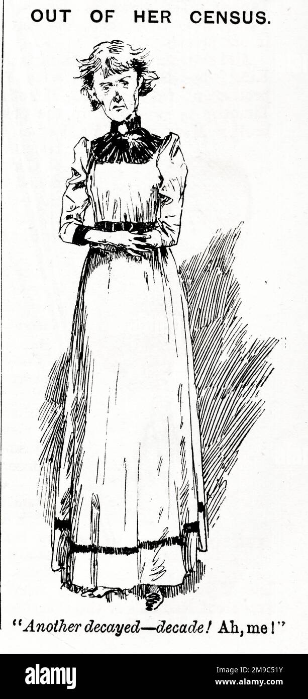 Cartoon, Out of Her Census, Another decayed - decade! Ah, me! A woman ...