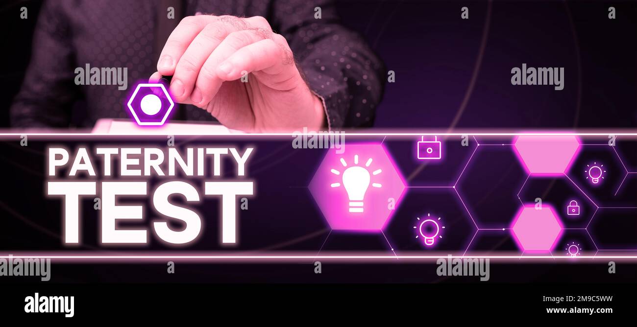 Hand writing sign Paternity Test. Concept meaning a test of DNA to ...