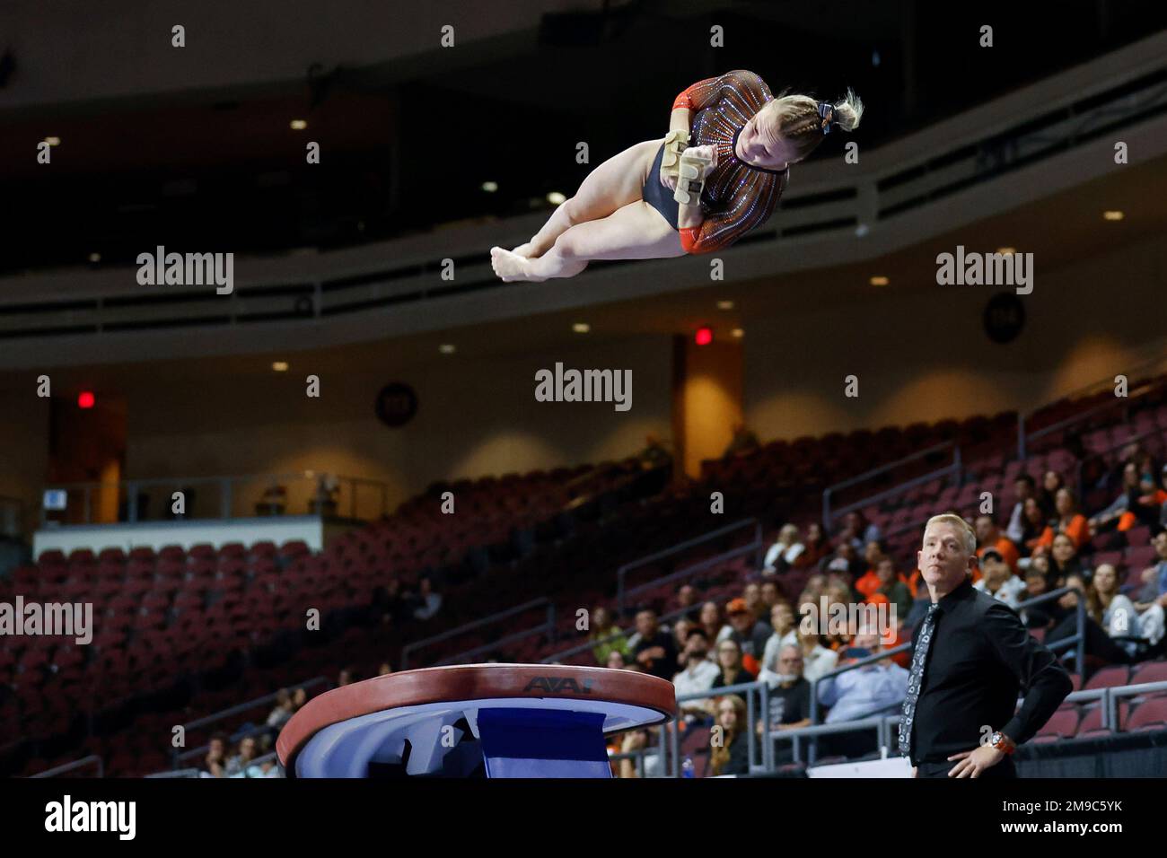 Oregon State's Jade Carey competes on the vault during an NCAA ...