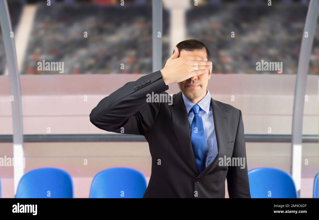 Shot of a Coach looking disappointed after a game of soccer.Concept of ...