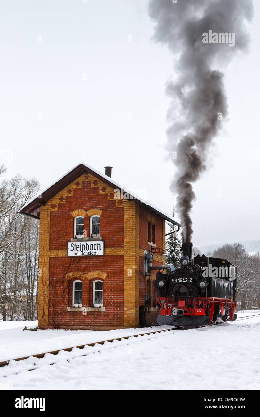 Steinbach, Germany - December 17, 2022: Pressnitztalbahn steam train ...