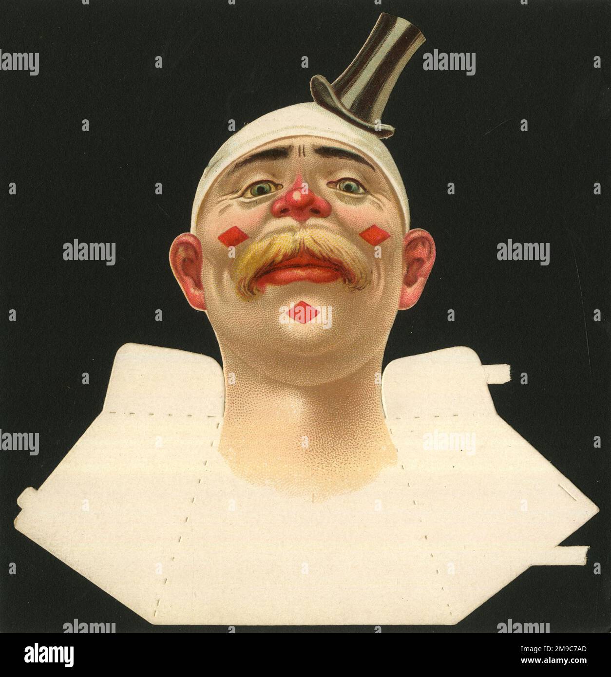 Place card, clown with painted face and top hat Stock Photo - Alamy