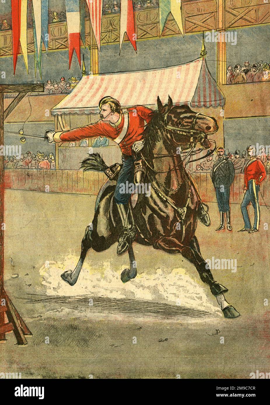 The Military Tournament, cutting the lemon - soldier on horseback Stock ...