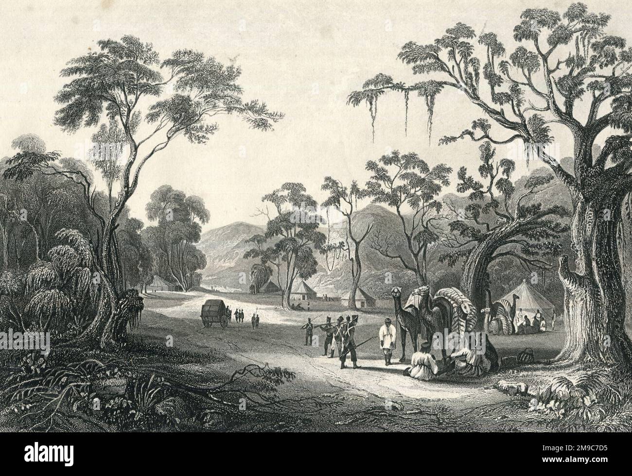 Troops encamped at the entrance to the Keree Pass, north of Meerut ...