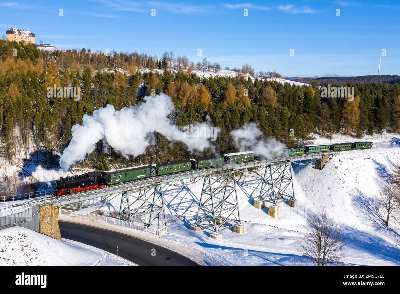 Oberwiesenthal, Germany - December 18, 2022: Fichtelbergbahn steam ...