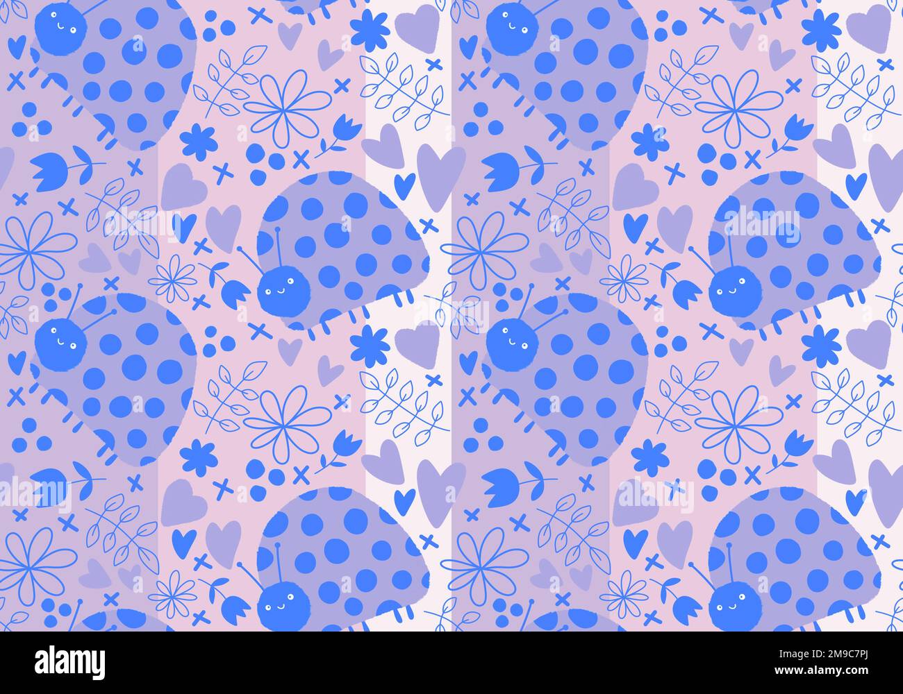 Cartoon animals seamless beetle ladybug pattern for wrapping paper and ...
