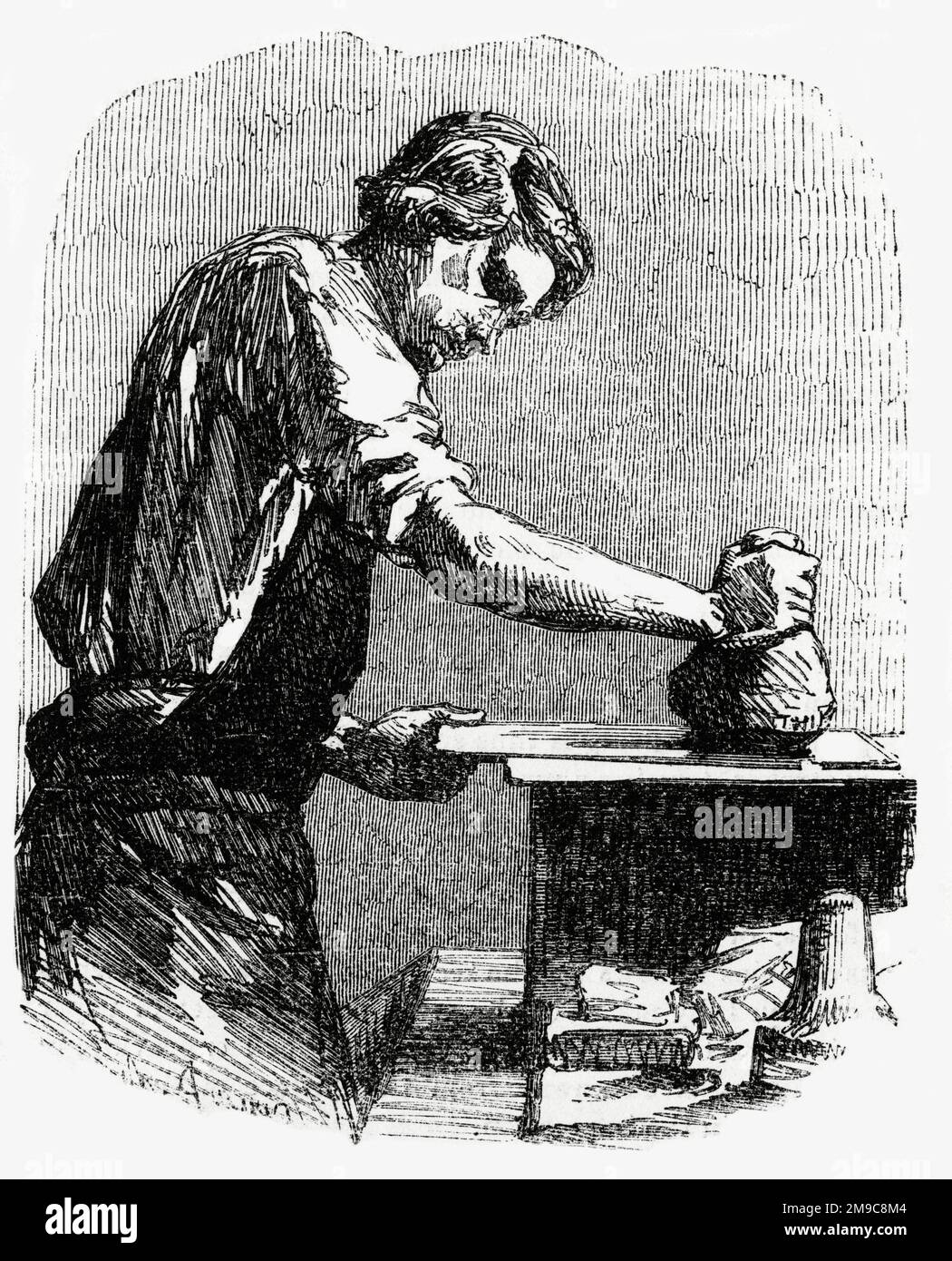 Inking the Copper Plate, Engraving and Printing on Copper Stock Photo ...