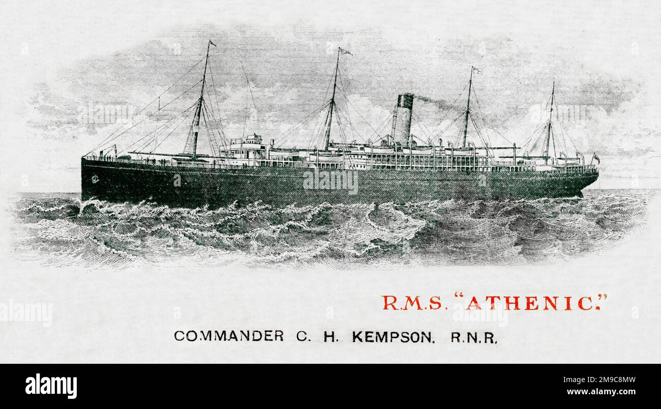 RMS Athenic, White Star Line British passenger ship Stock Photo - Alamy