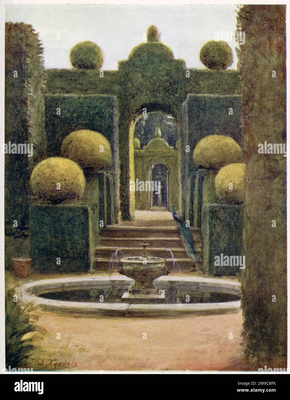 Fountain in Brockenhurst (Brokenhurst) Park Garden, in the New Forest ...