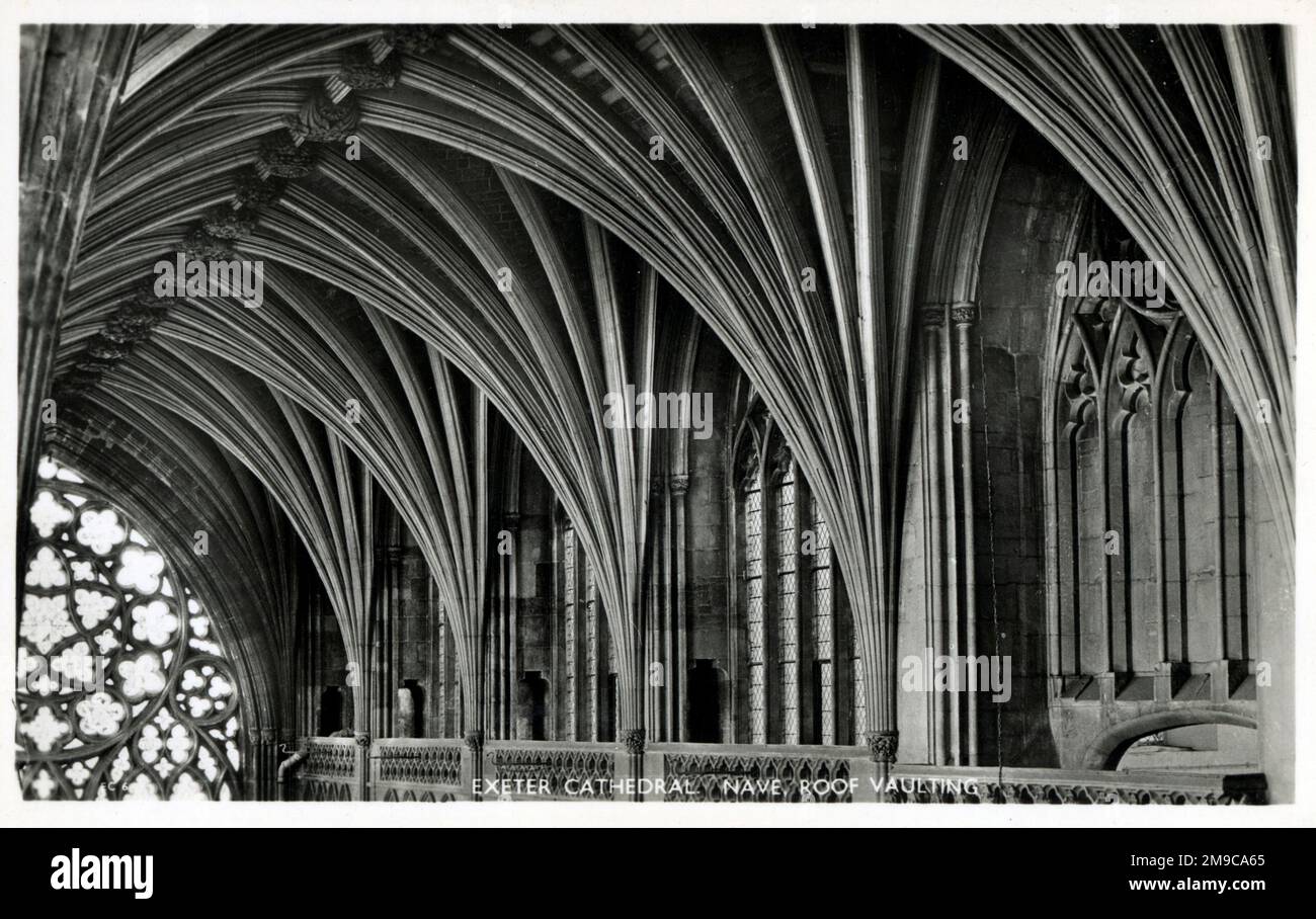 Nave roof vaulting at Exeter Cathedral, Exeter, Devon Stock Photo - Alamy