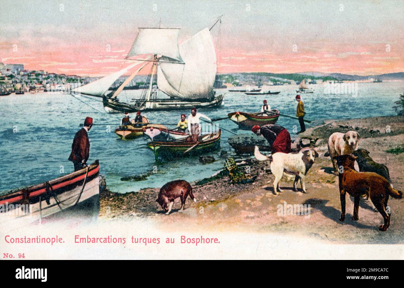 Small boats transporting people across from the Asian side of the ...