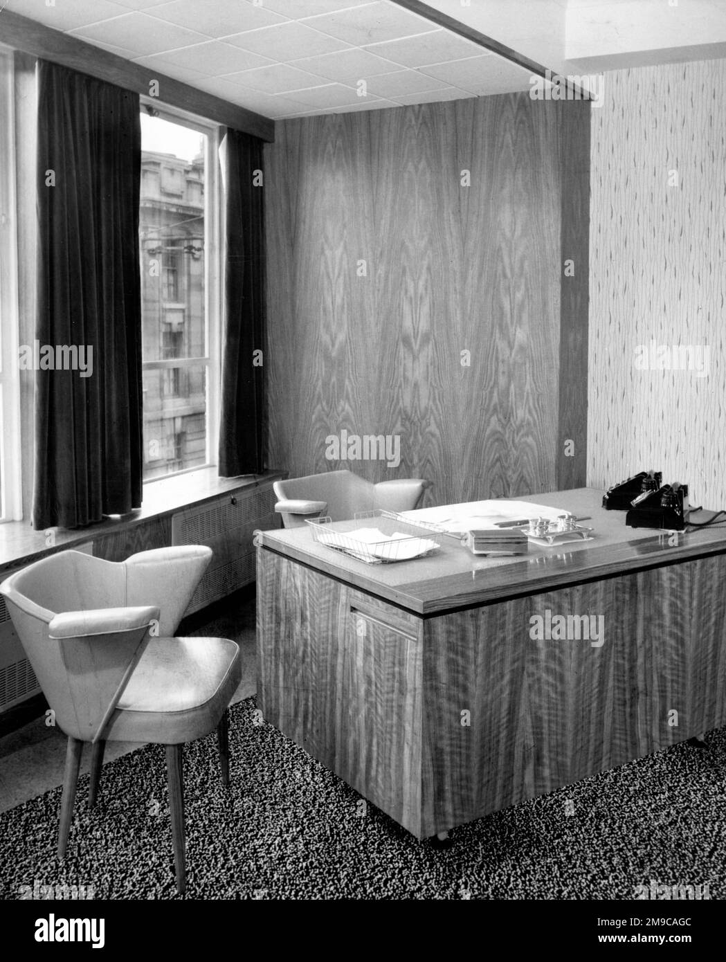 Interior office design., typical design style of the period, possibly a ...