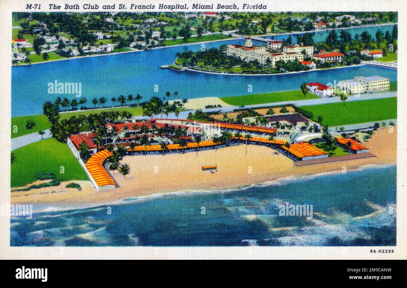 The Bath Club and St. Francis Hospital, Miami Beach, Florida, USA Stock ...