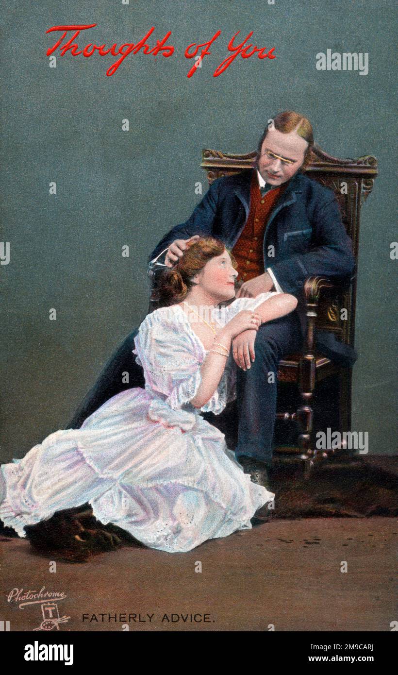 Fatherly Advice - A young woman leans of her Father and takes his wise ...