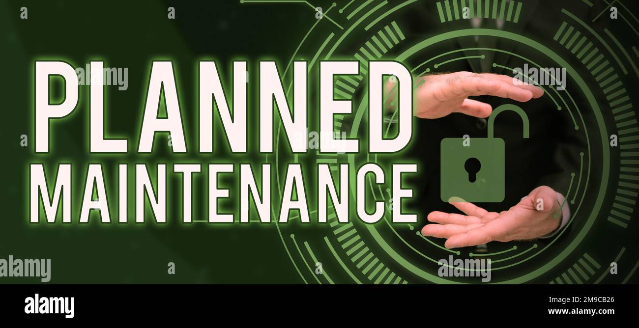 Inspiration showing sign Planned Maintenance. Word Written on Check ups ...