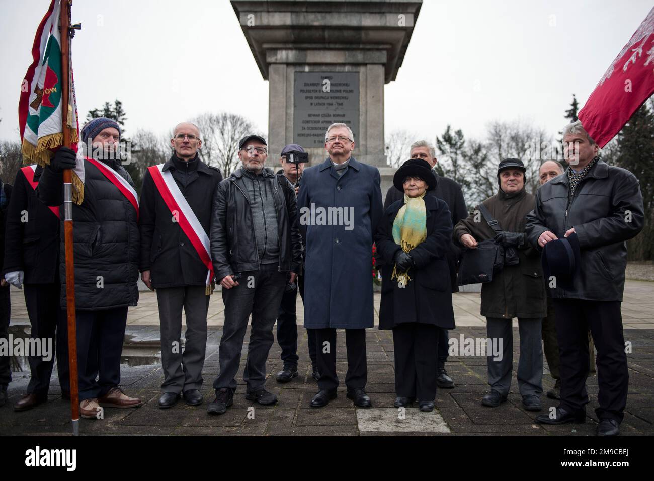 The Russia's ambassador to Poland, Sergey Andreev (middle) pose with ...