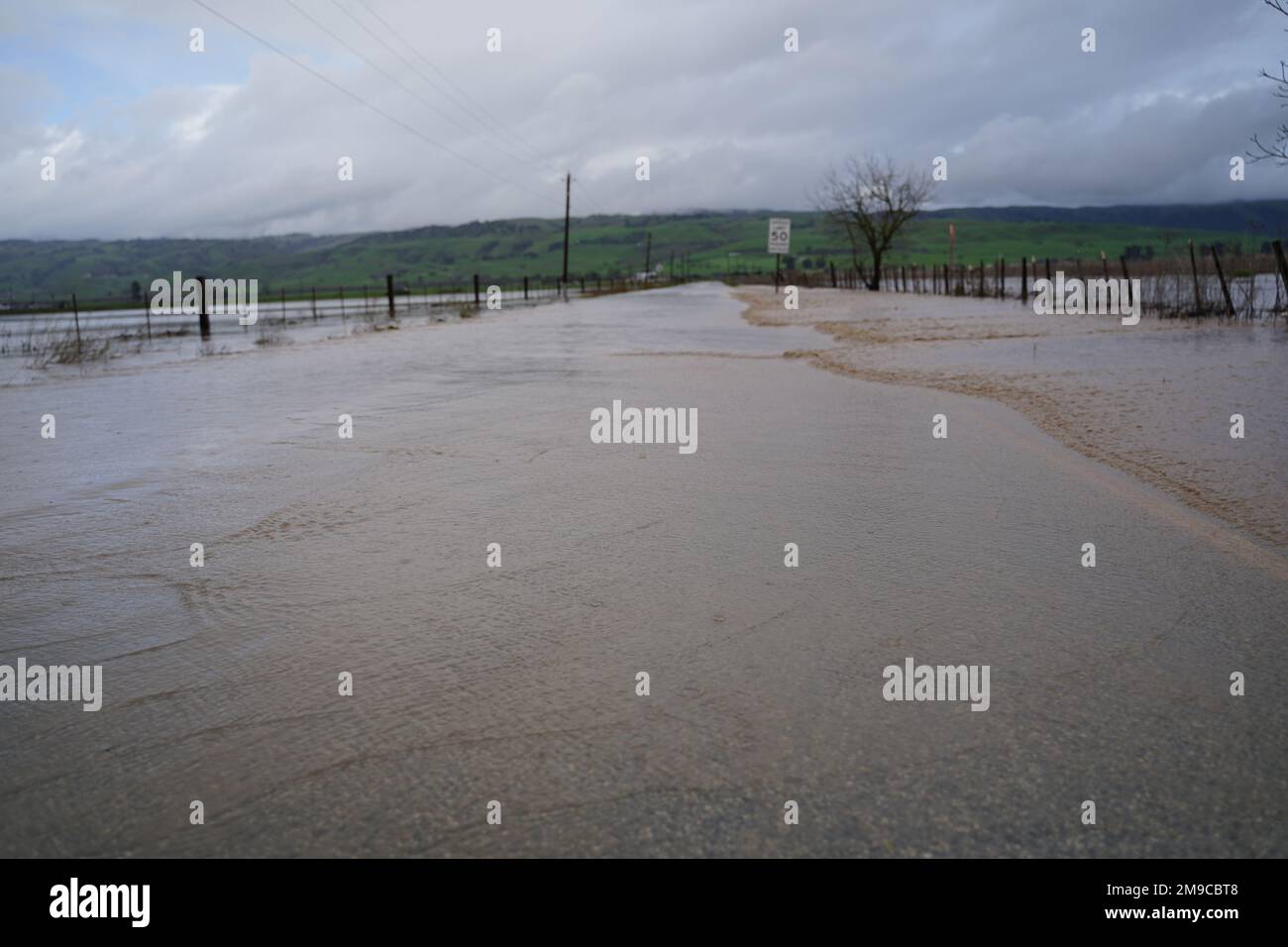 The road in Gilroy was closed since flooding. Powerful storm systems ...