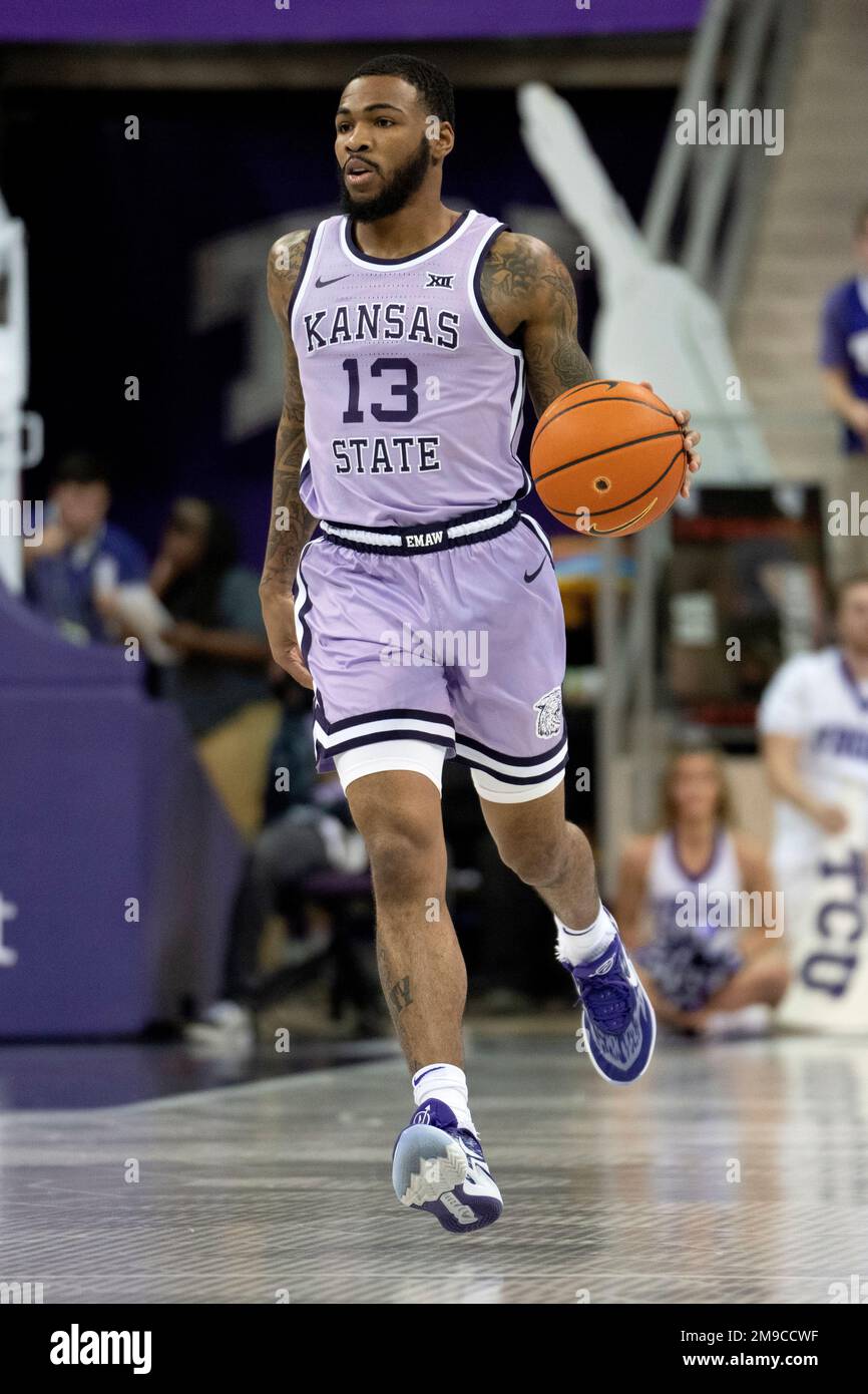 Kansas State guard Desi Sills handles the ball during an NCAA college ...