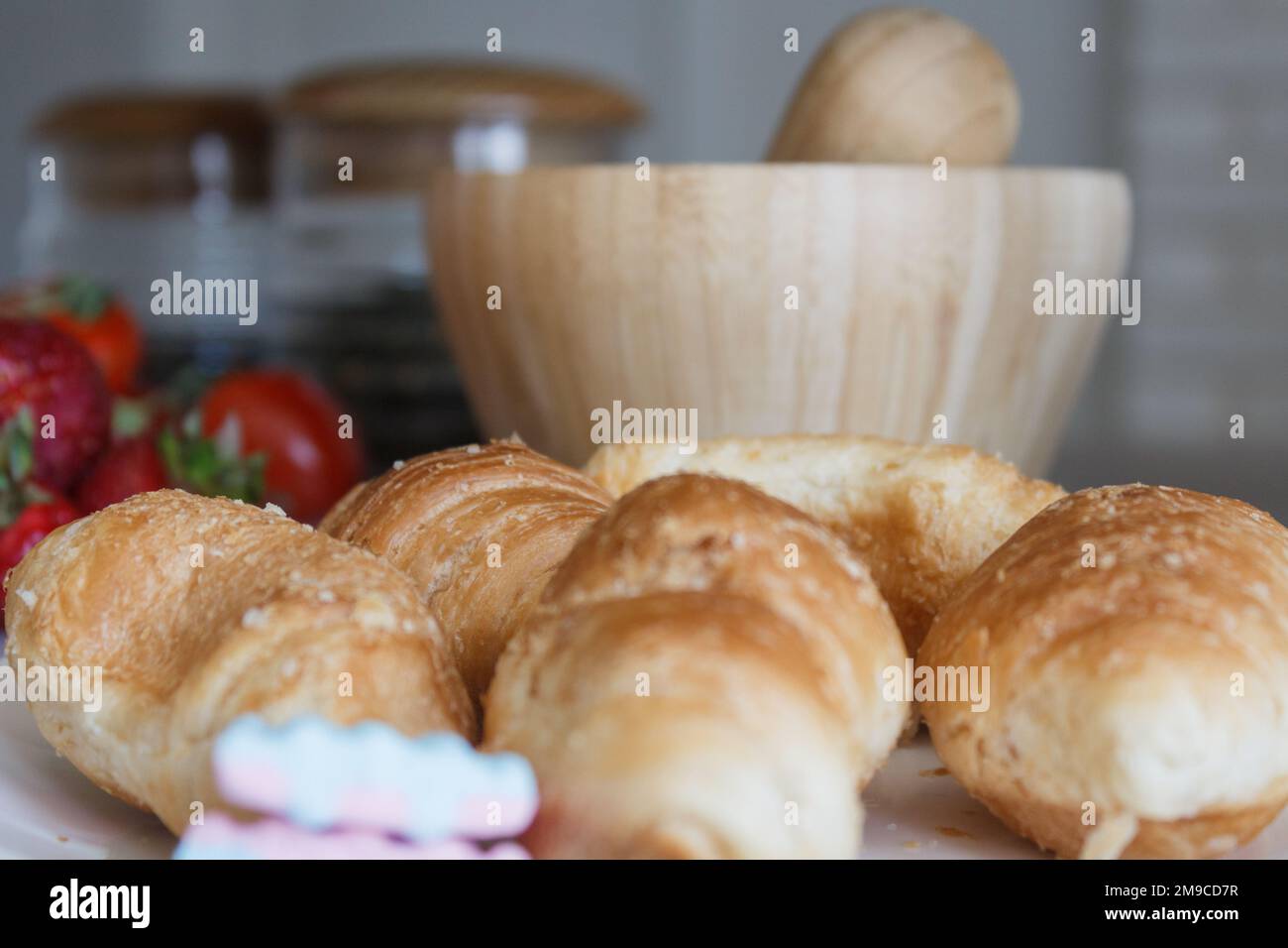 Appetizing croissants for a delicious breakfast close-up on the ...