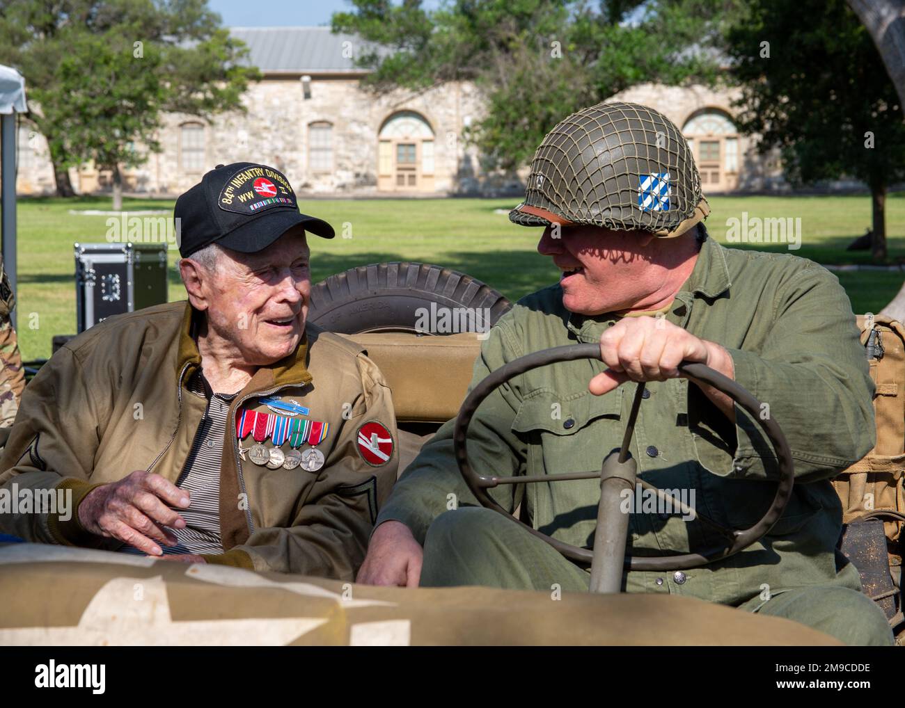 U.S. Army World War II Veteran, Pfc. Reid F. Clanton, rides in a WWII ...