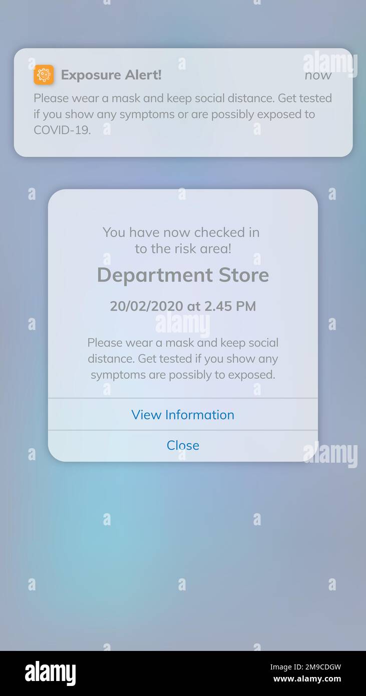 COVID-19 exposure alert app template vector mobile screen Stock Vector ...