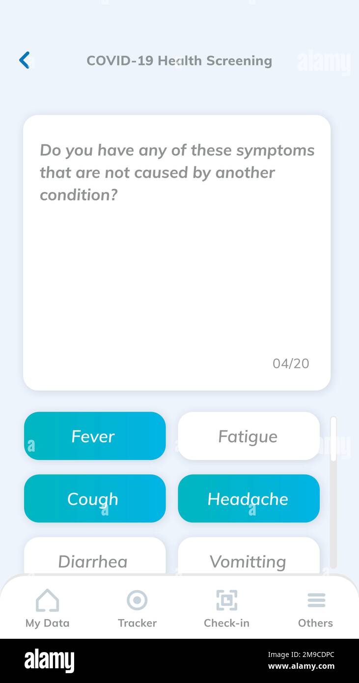 COVID-19 health screening app template vector mobile screen Stock ...