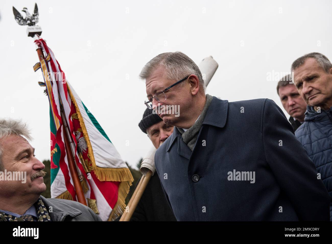The Russia's ambassador to Poland, Sergey Andreev is seen at the Soviet soldiers cemetery in ...