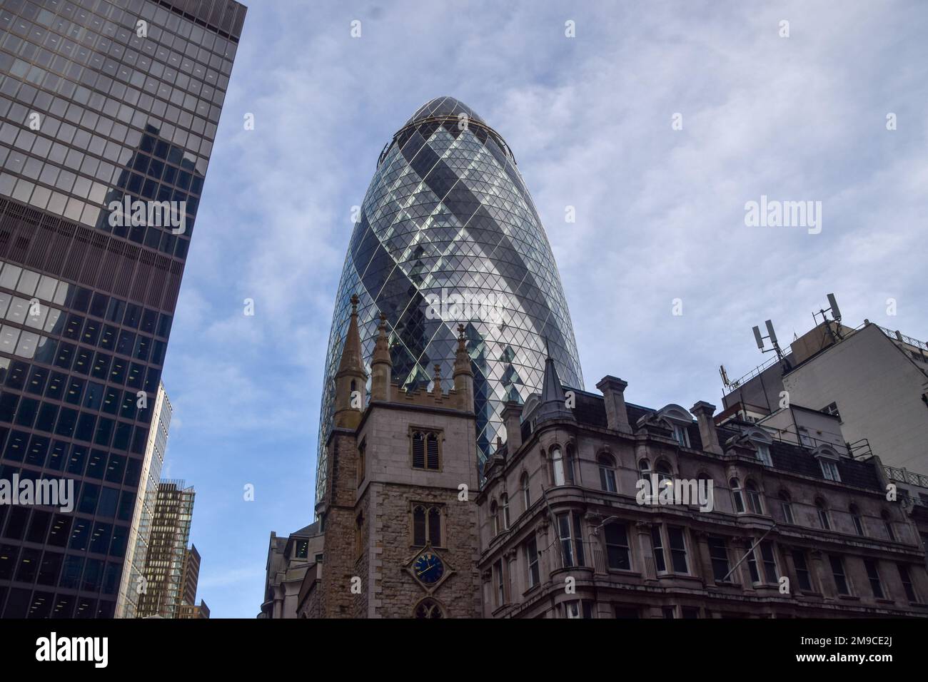 London, UK. 17th Jan, 2023. General view of 30 St Mary Axe, popularly ...