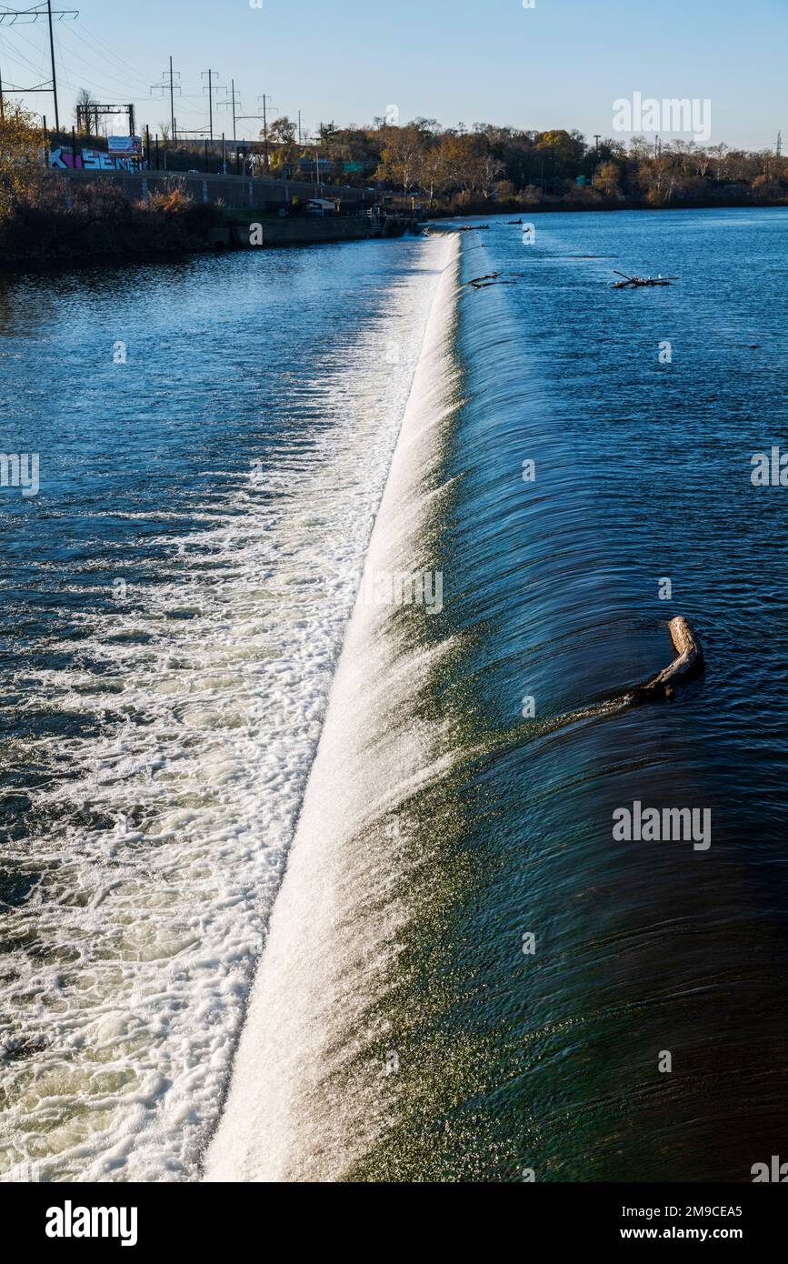 Fairmount Dam; waterfall; Fairmount Water Works; Schuylkill River ...