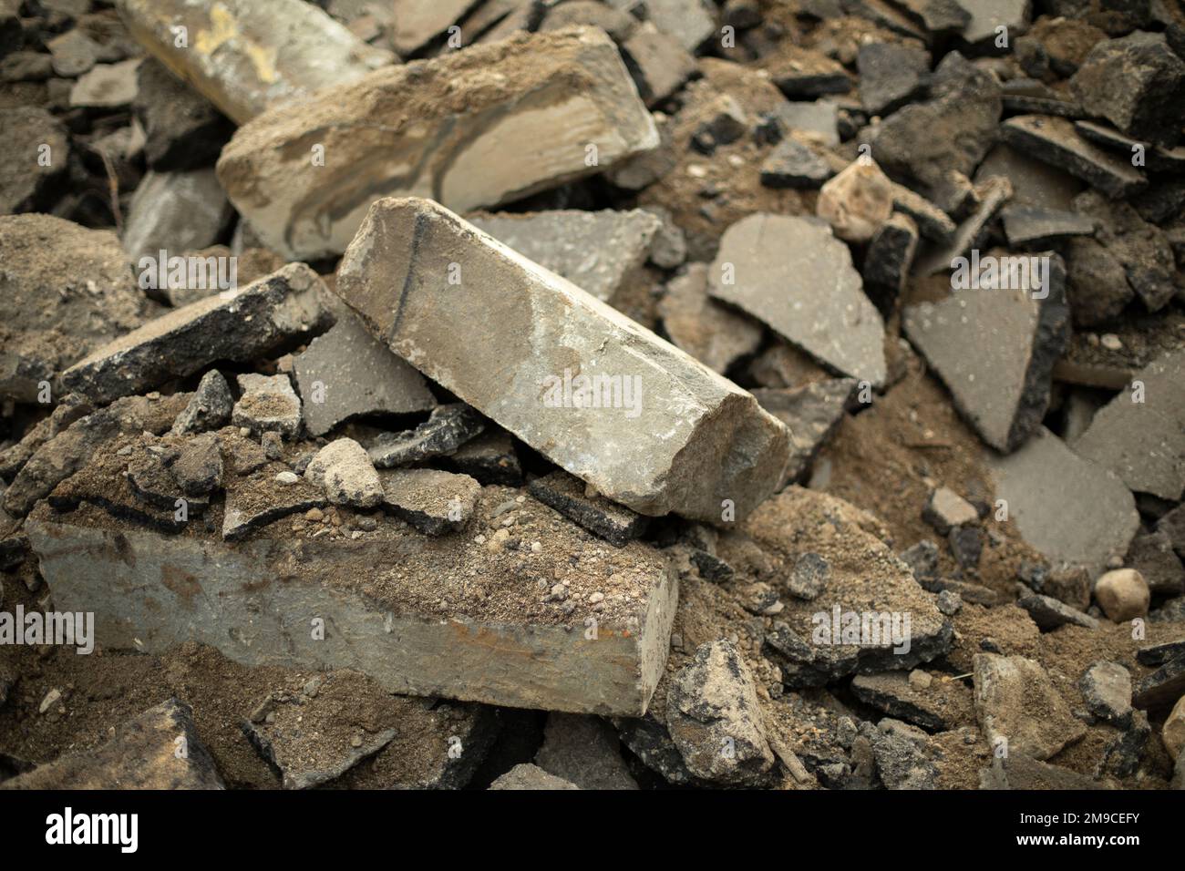Lots of stone. Construction waste. Details of broken road Stock Photo ...