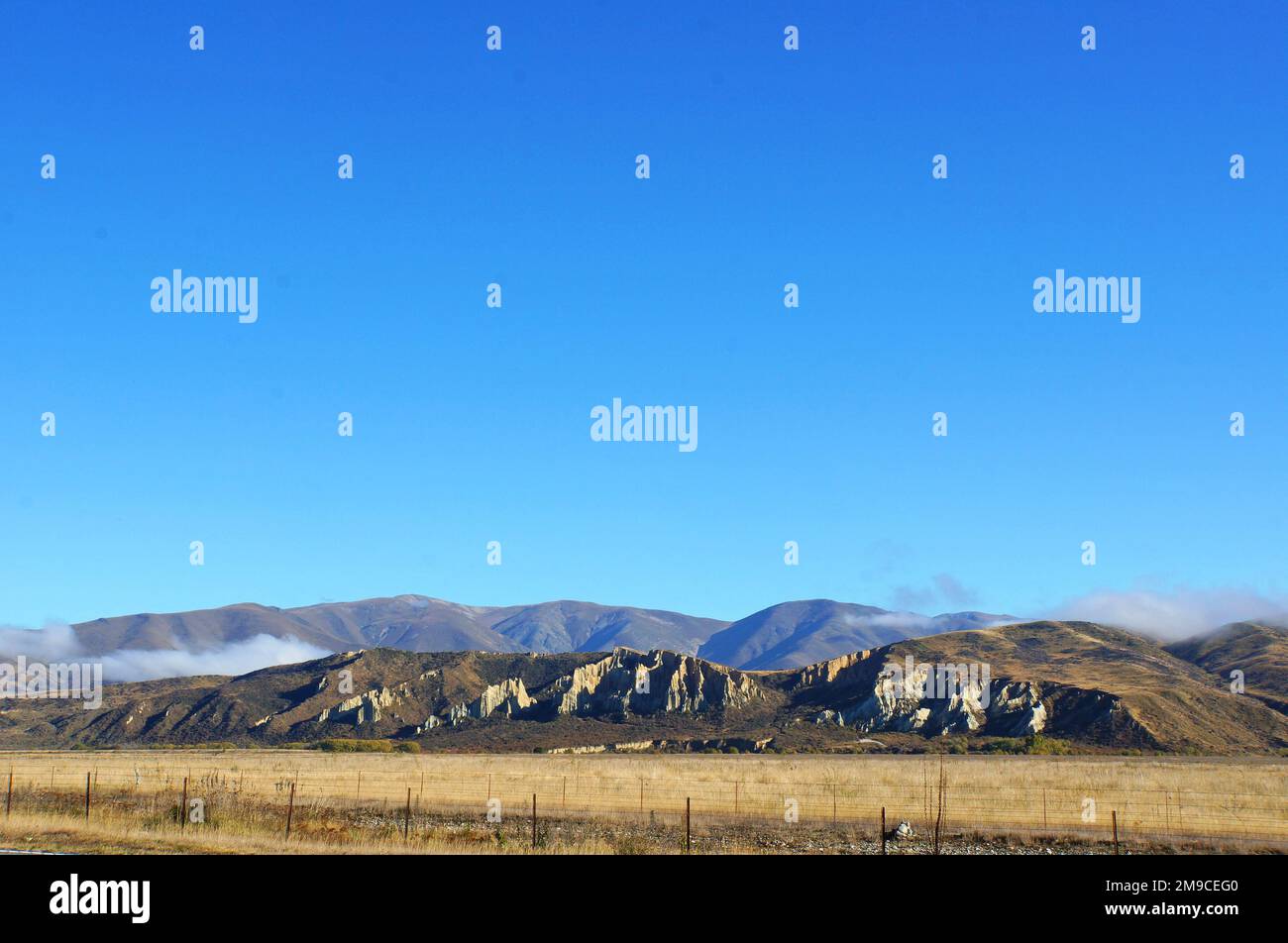 Scenic Mackenzie District, South Canterbury, New Zealand blue shaded ...
