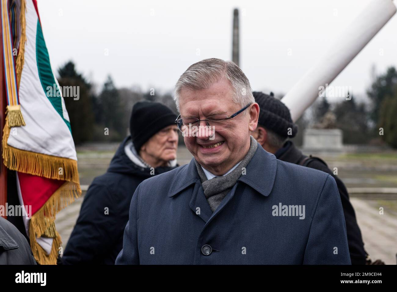 The Russia's ambassador to Poland, Sergey Andreev is seen at the Soviet soldiers cemetery in ...