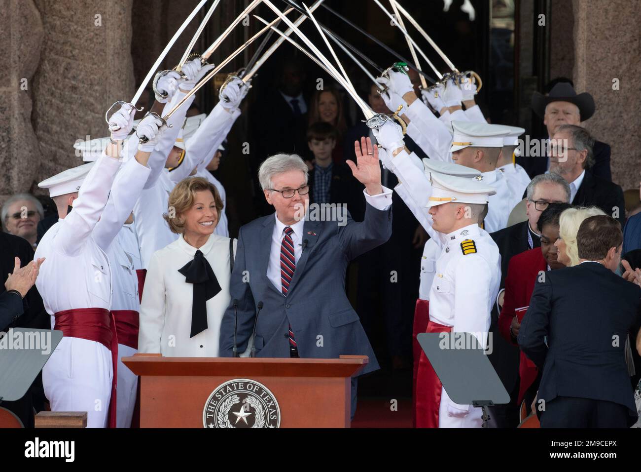 Austin Texas, USA, January 17 2023: Texas Lt. Gov. DAN PATRICK and wife ...