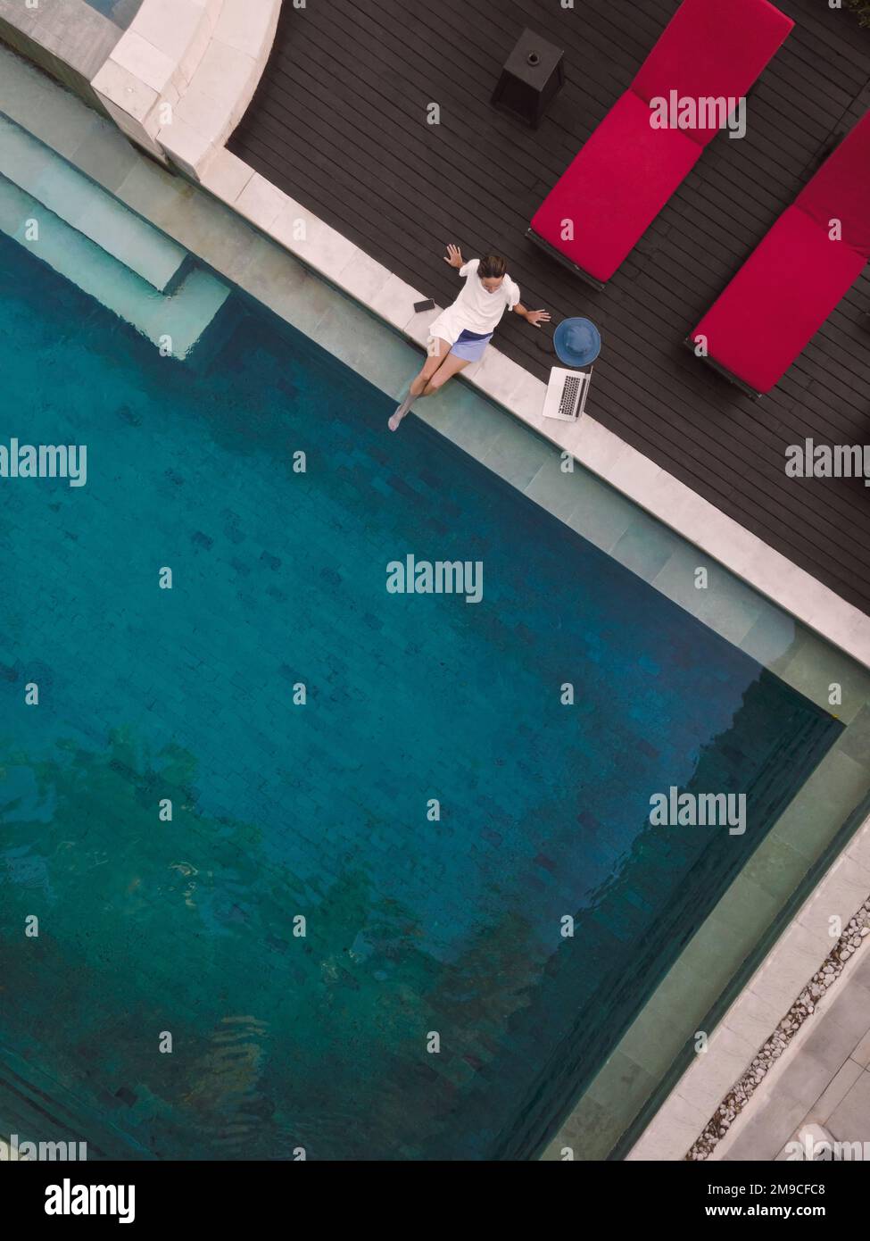 Aerial view women pool hi-res stock photography and images - Alamy