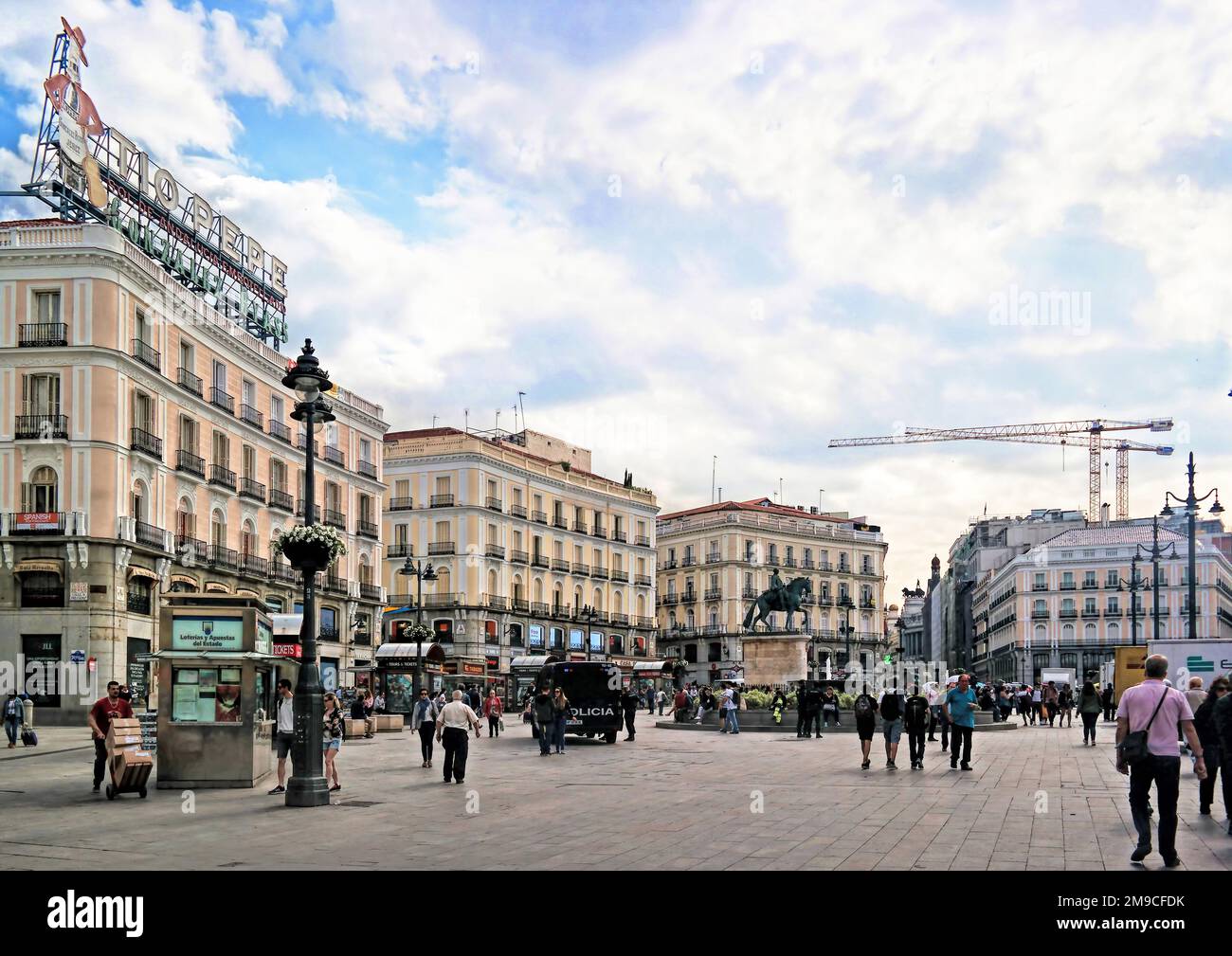 Madrid, Spain - May 2018: Puerta del Sol - one of the famous landmarks ...