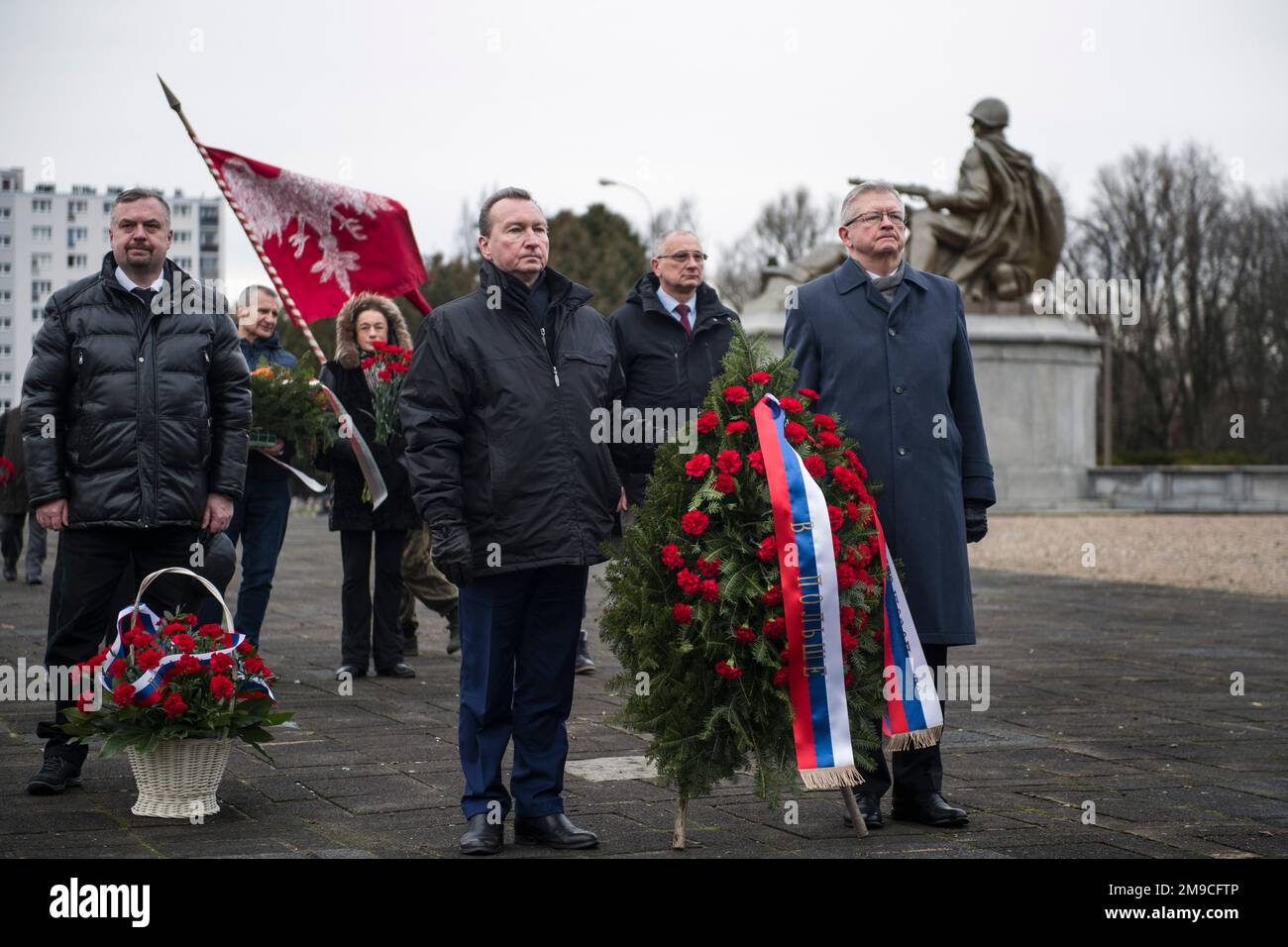 The Russia's ambassador to Poland, Sergey Andreev (on the right ...