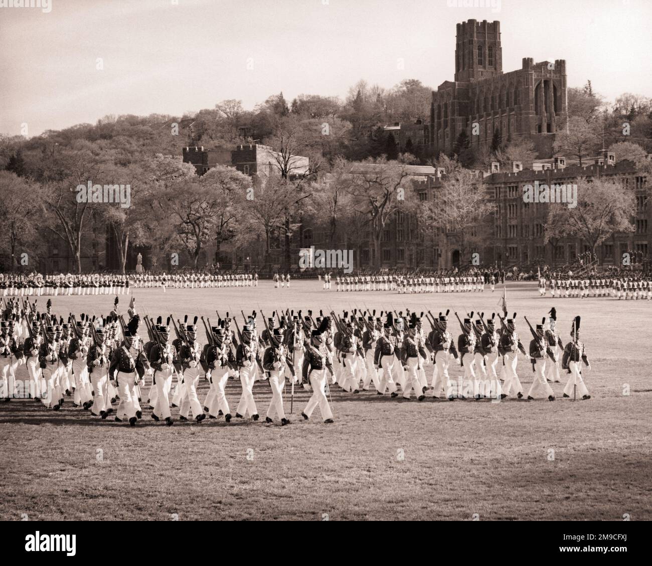 1960s WEST POINT CADETS IN FULL DRESS UNIFORM PASS IN REVIEW PARADE ON ...