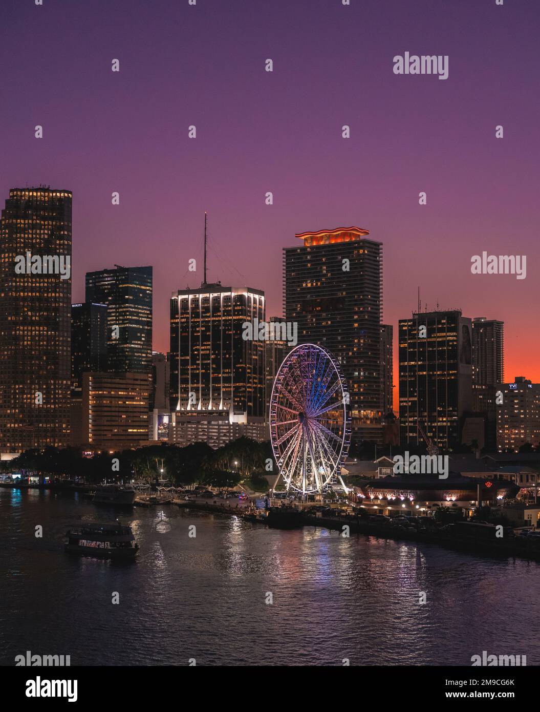 downtown miami at night sunset beautiful colors Stock Photo - Alamy