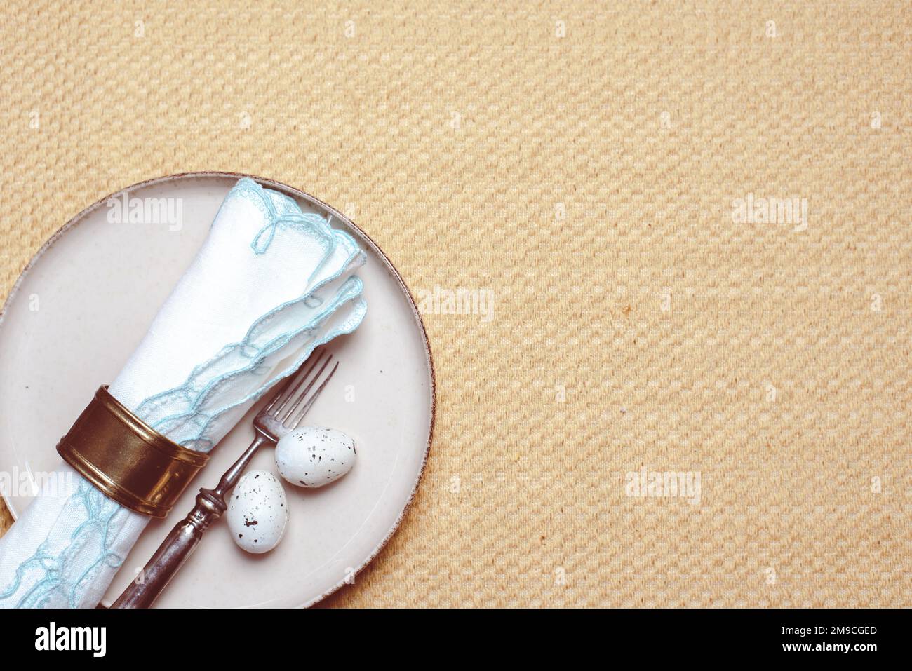 Set table decor with two Easter eggs for a traditional Easter dinner ...