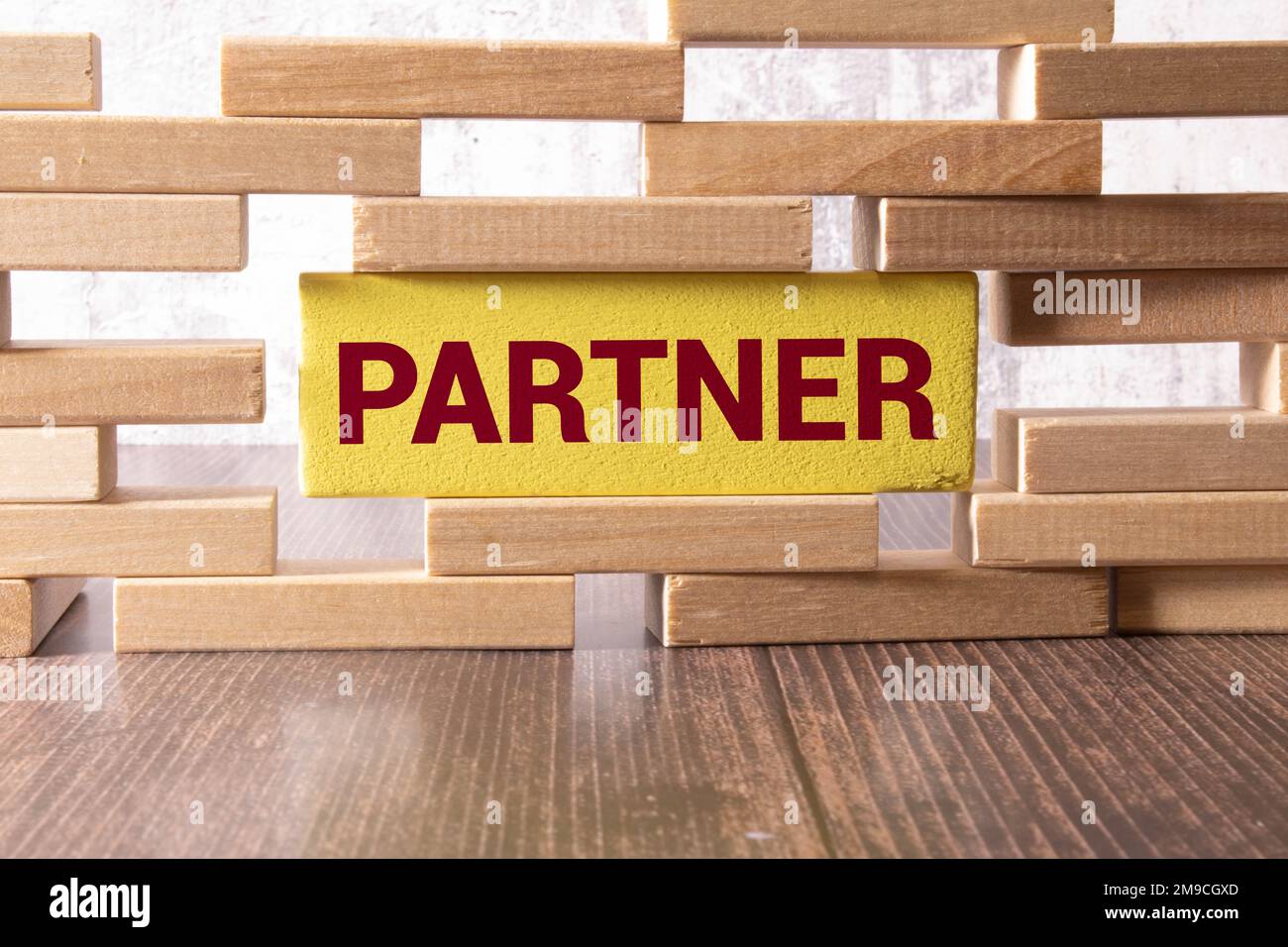 PARTNER word made with building wooden blocks on light background Stock ...